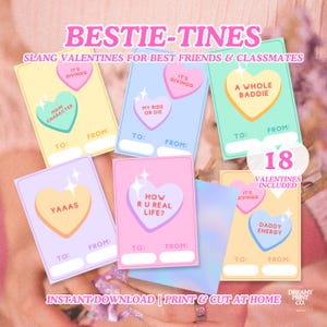 BESTIE-TINES Slang Valentine's Cards for Girls, Teens, Best Friends ...