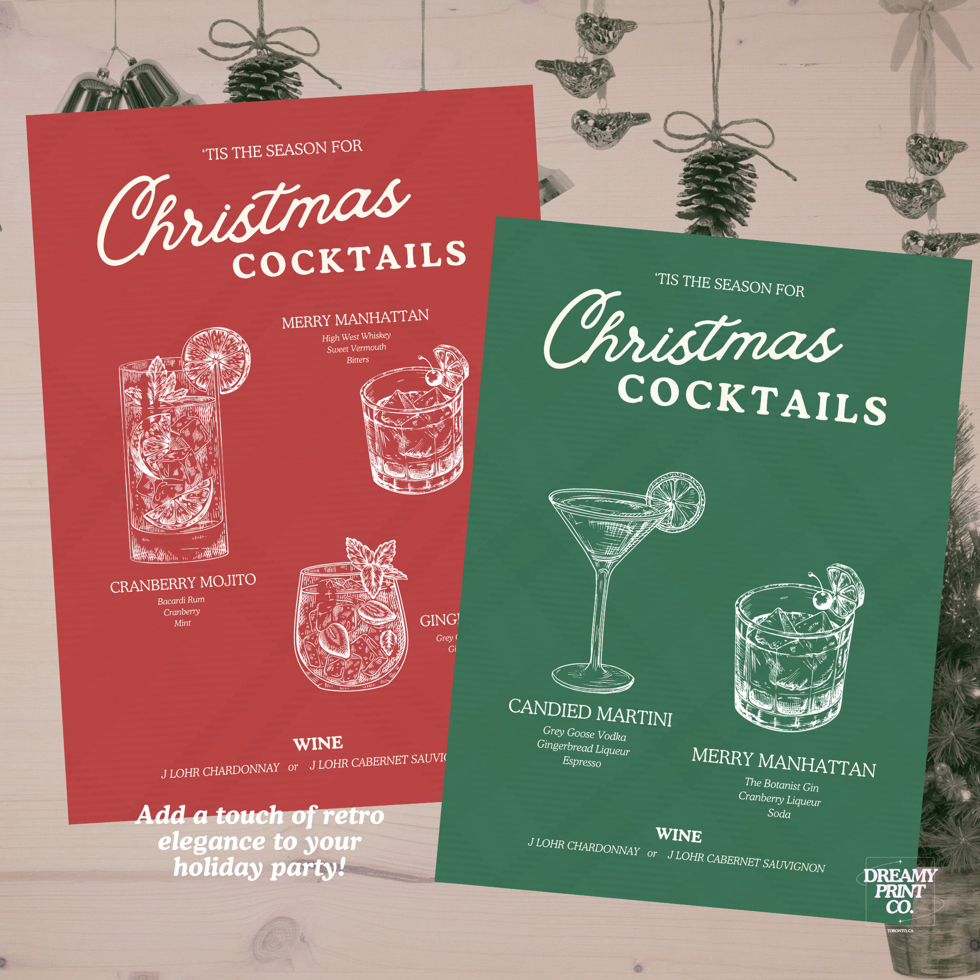 Christmas Holiday Cocktail Menu Print-ready PDF for Holiday Parties ...