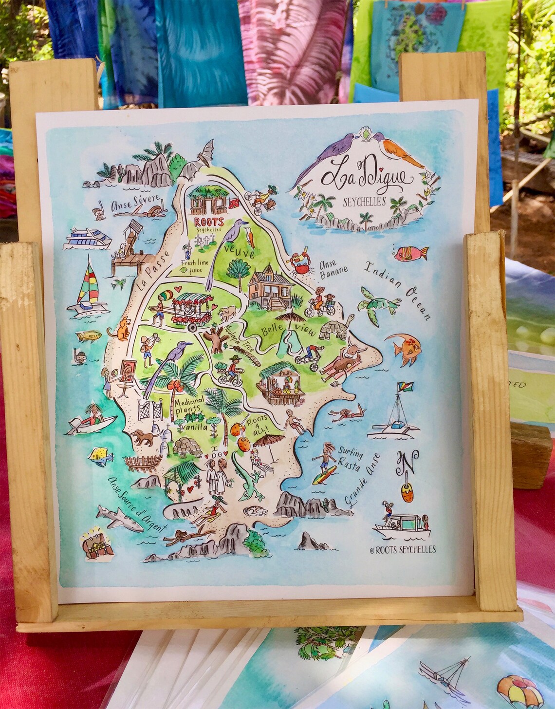 Illustrated Hand Painted Watercolor Map of Seychelles La - Etsy
