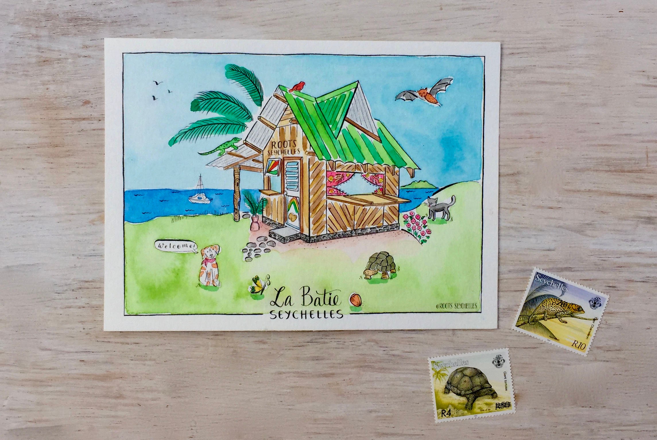 Illustrated Hand Painted Original Watercolor Postcard | Creole ...