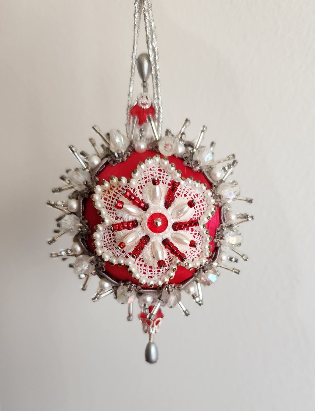 Beaded Ornament Kit, One of a Kind, Vintage Beaded Braid and Lace ...