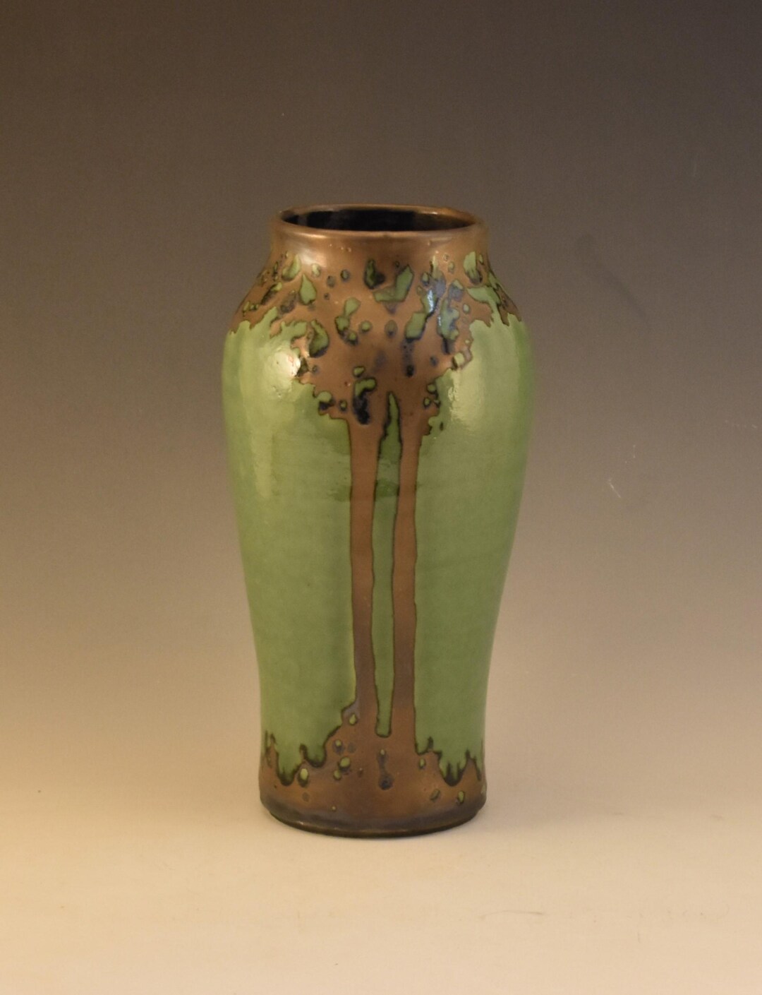 Craftsman Style Vase, by Hog Hill Pottery, Bronze Green, Arts and Craft ...