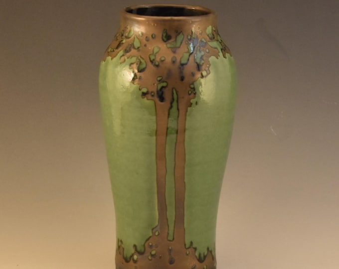 Craftsman Style Vase, by Hog Hill Pottery, Bronze Green, Arts and Craft ...