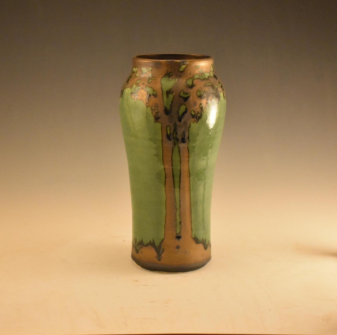 Craftsman Style Vase, by Hog Hill Pottery, Bronze Green, Arts and Craft ...