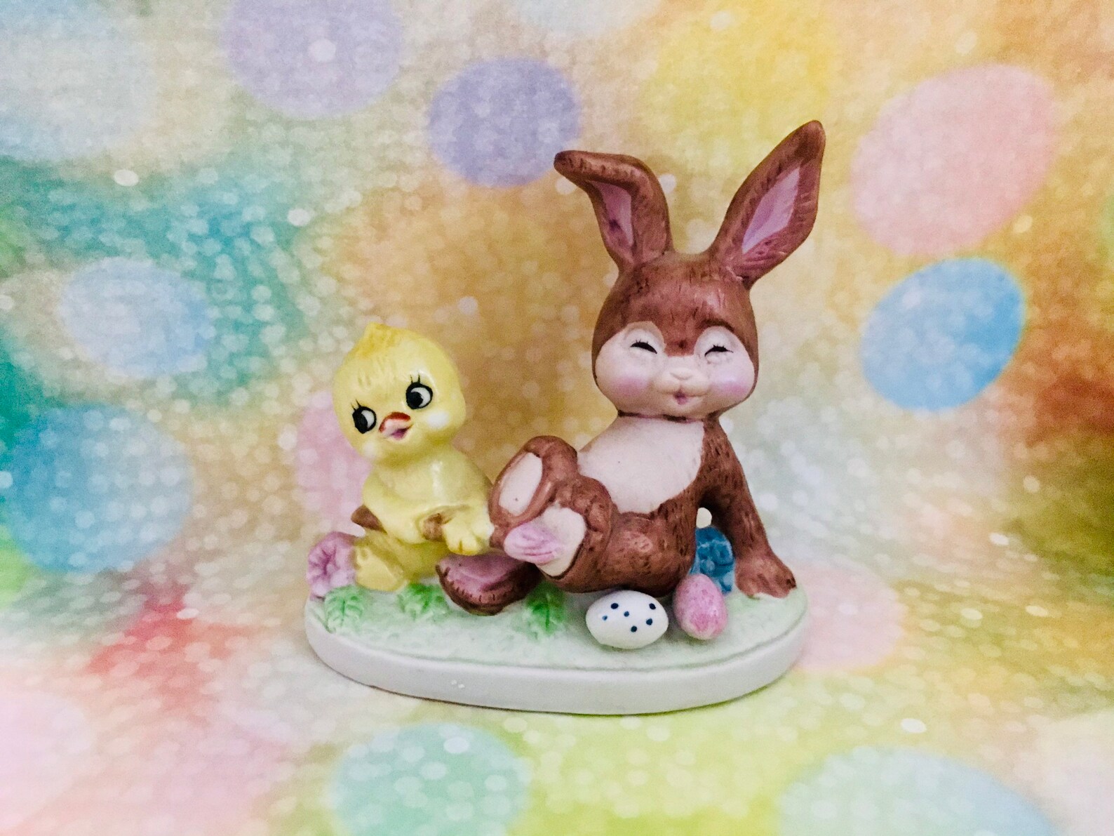 Vintage Easter Bunny Easter Chick Bunny Figurine Chick | Etsy