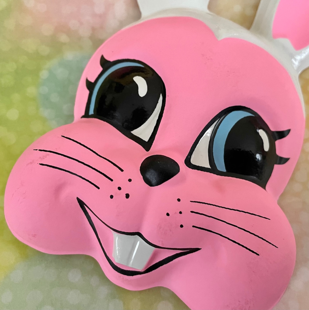 Celluloid Plastic Easter Rabbit Head Cake Topper, Big Eyed Bunny, Bunny ...
