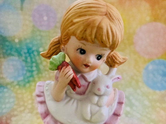 Vintage Girl Figurine Retro Girl Figure Girl Statue Easter - Etsy