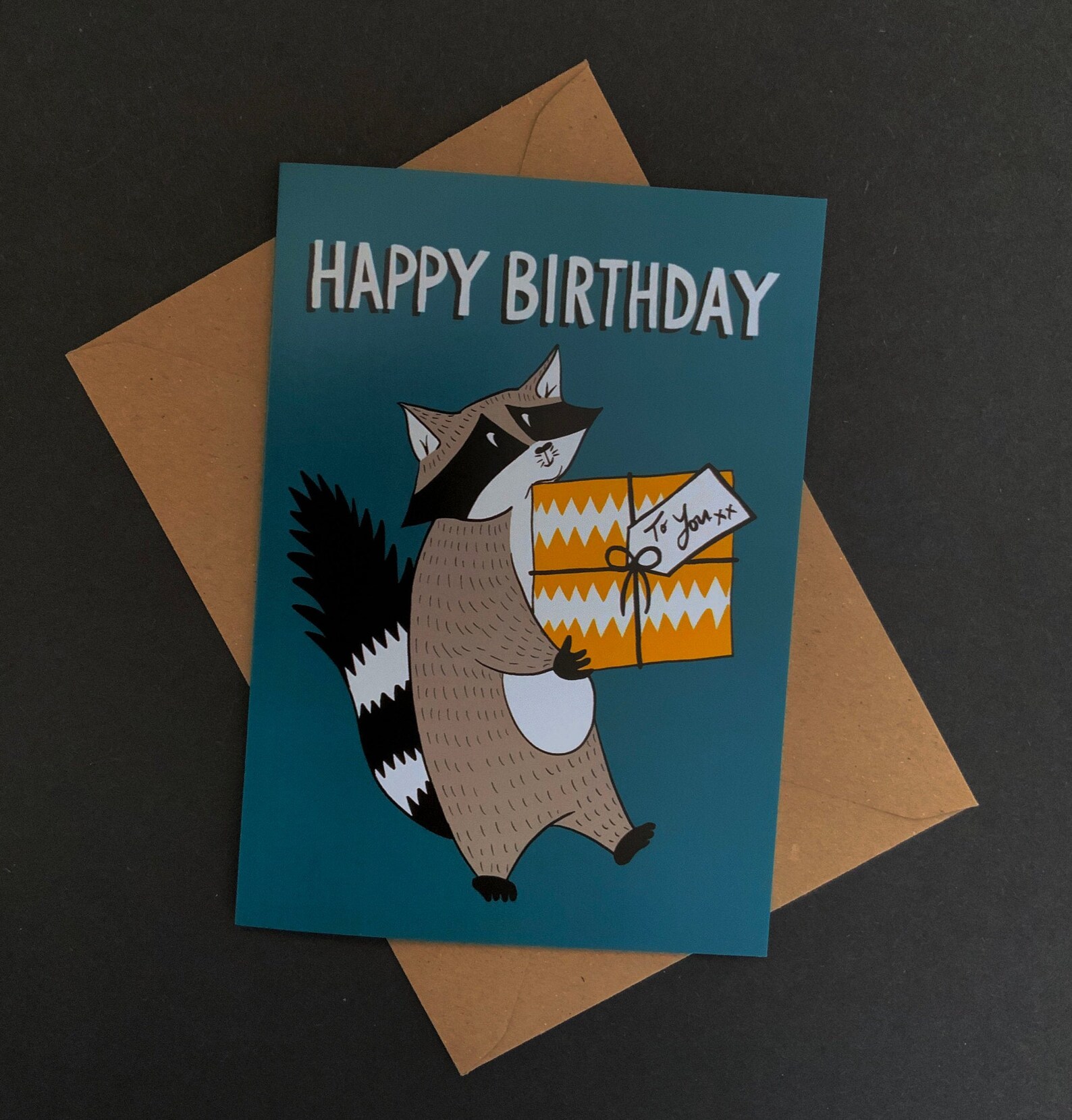 Funny Raccoon Birthday Card Raccoon Illustration Carrying | Etsy