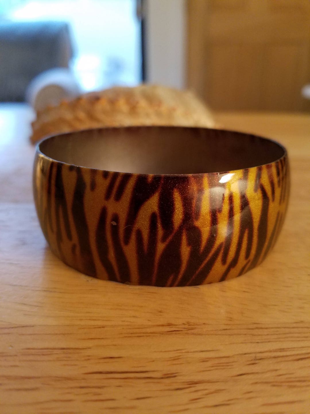 Vintage Tiger Print Enamel Metal Bangle Bracelet - Etsy