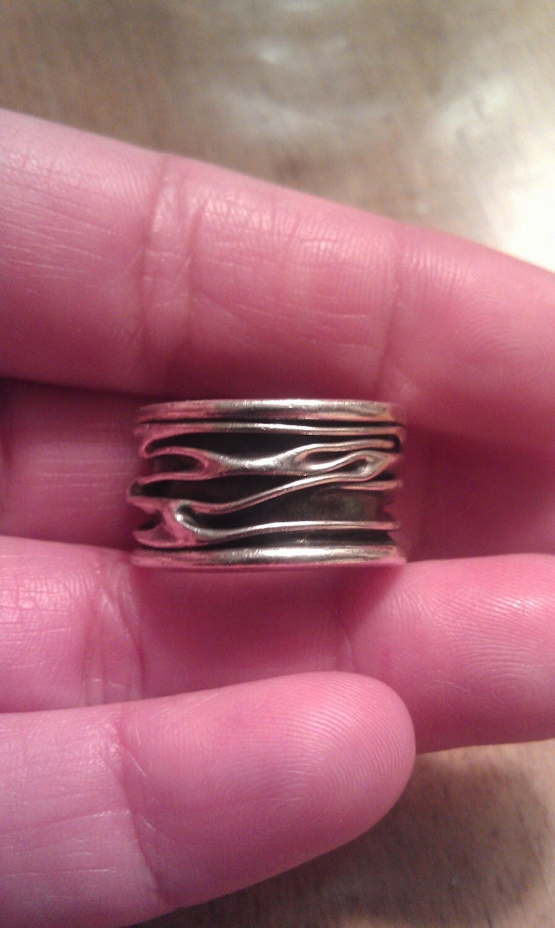 Unique Vintage Sterling Silver Wide Ridged Ring Size 6 1/2 - Etsy