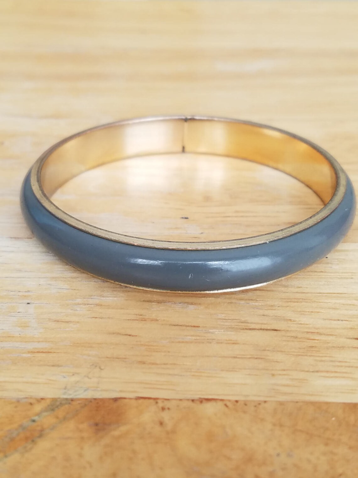Vintage Gold Metal Grey Gray Painted Bangle Bracelet - Etsy