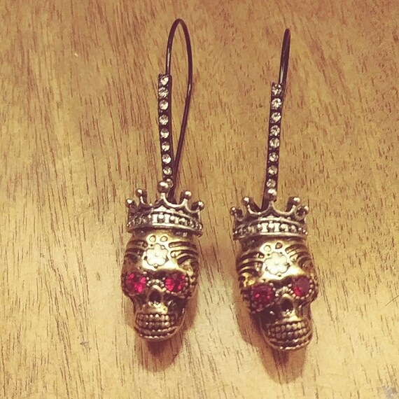 OOAK Handmade Gothic Emo Rocker Gold Brass Skull With A Crown | Etsy