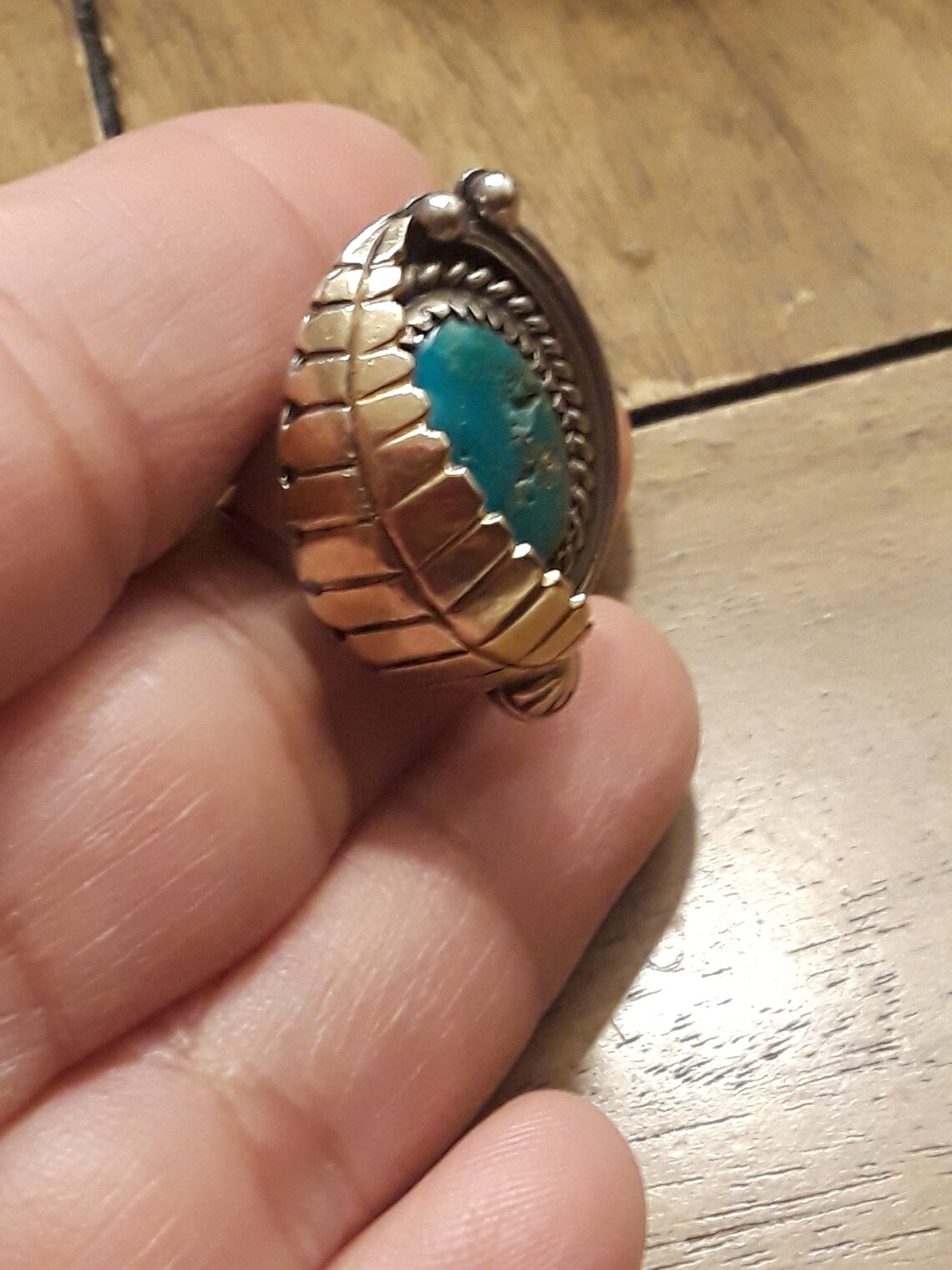 Beautiful Vintage Sterling Silver Gold Vermile Genuine Turquoise NATIVE ...