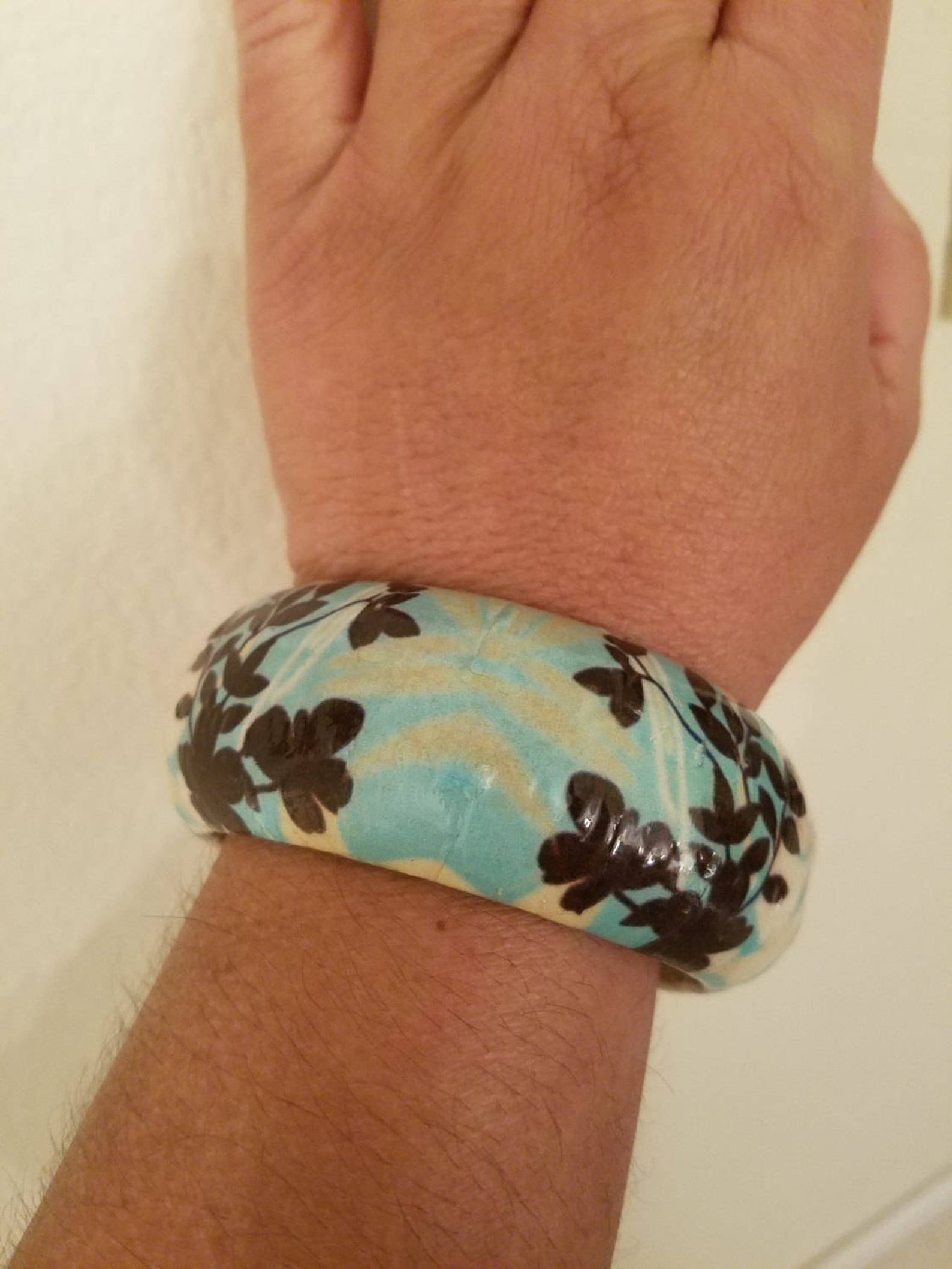 Gorgeous Vintage Floral Paper Mache Wooden Bangle Bracelet - Etsy