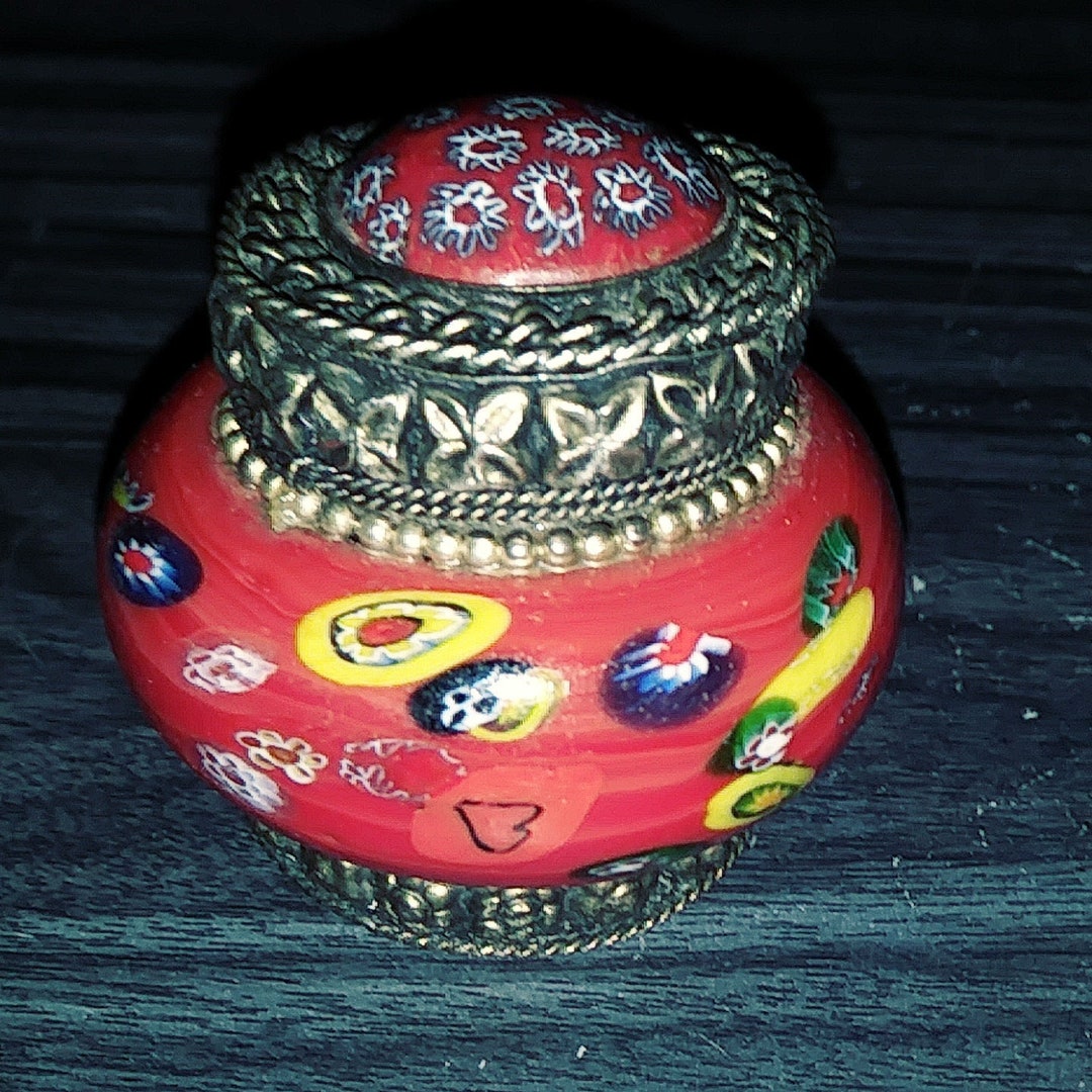 Gorgeous Vintage Bright Red Handpainted Floral Ceramic or Porcelain ...