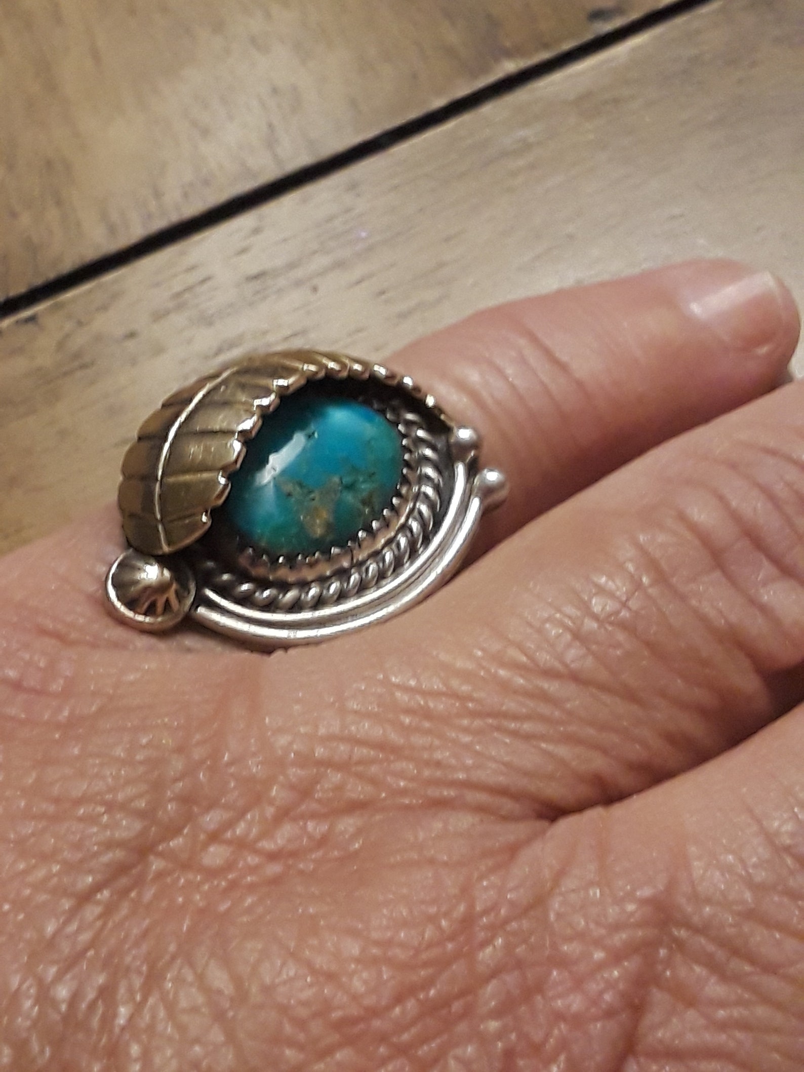 Beautiful Vintage Sterling Silver Gold Vermile Genuine Turquoise NATIVE ...