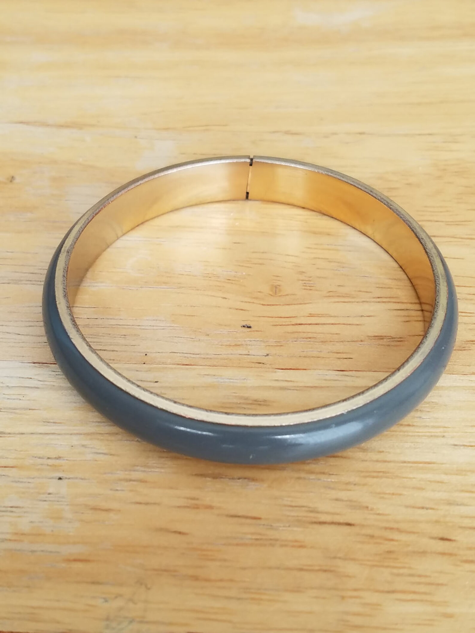 Vintage Gold Metal Grey Gray Painted Bangle Bracelet - Etsy