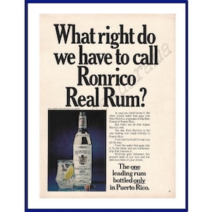 RONRICO PUERTO RICAN White Label Rum Original 1975 Vintage Color Print ...