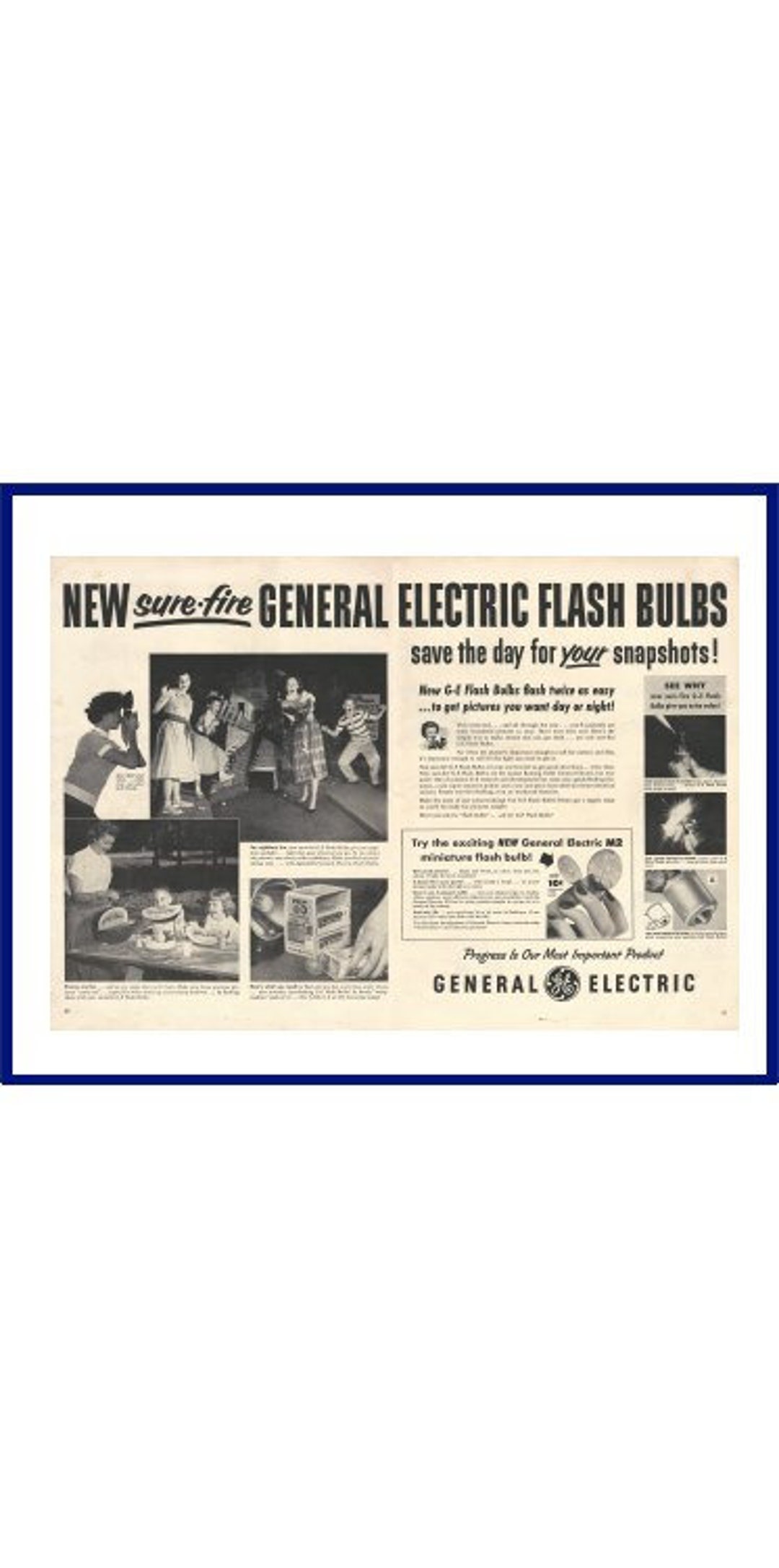 GE / GENERAL ELECTRIC Flash Bulbs Original 1954 Vintage Extra Large ...