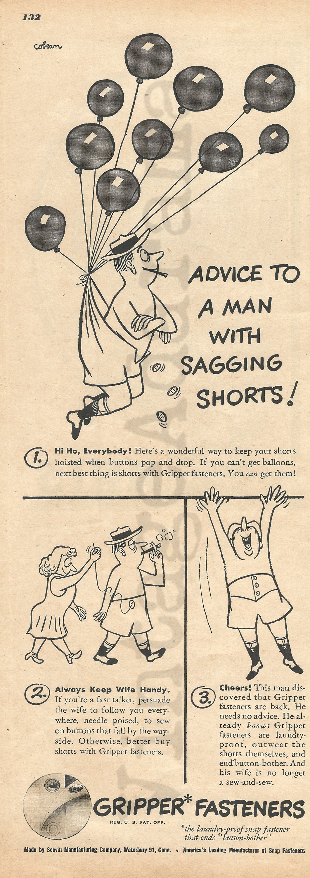 Funny / Humorous GRIPPER FASTENERS Original 1948 Vintage Black & White ...