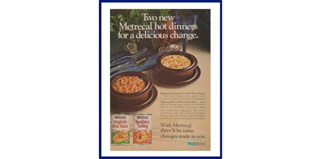 METRECAL Canned Diet Dinners Original 1968 Vintage Color Print ...