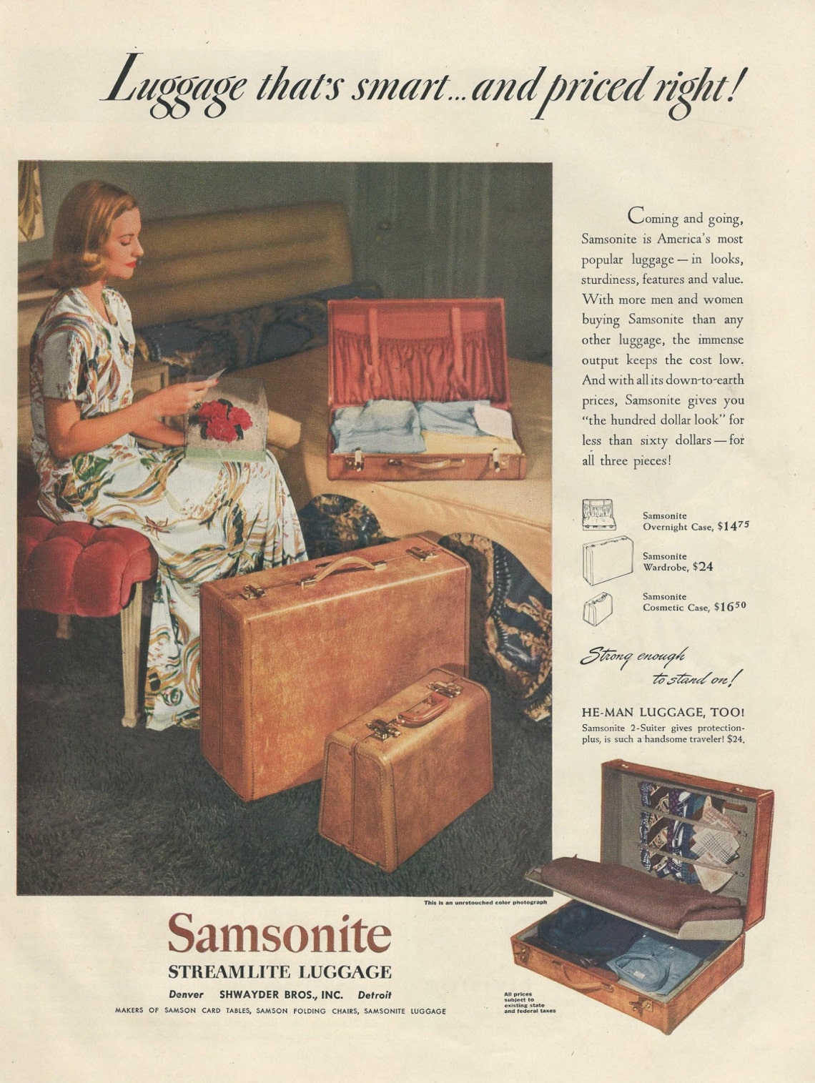 SAMSONITE STREAMLITE LUGGAGE Original 1946 Vintage Extra Large | Etsy