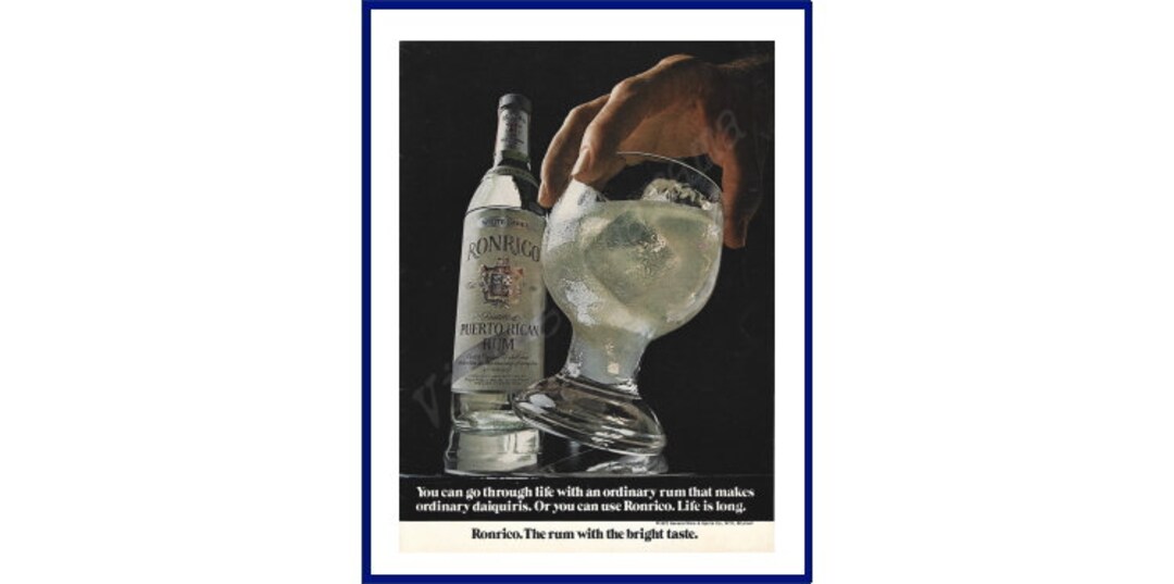 RONRICO PUERTO RICAN White Label Rum Original 1972 Vintage Color Print ...