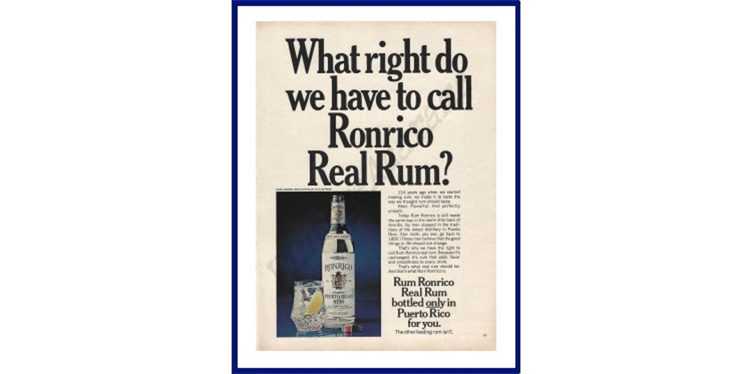 RONRICO PUERTO RICAN White Label Rum Original 1975 Vintage Color Print ...