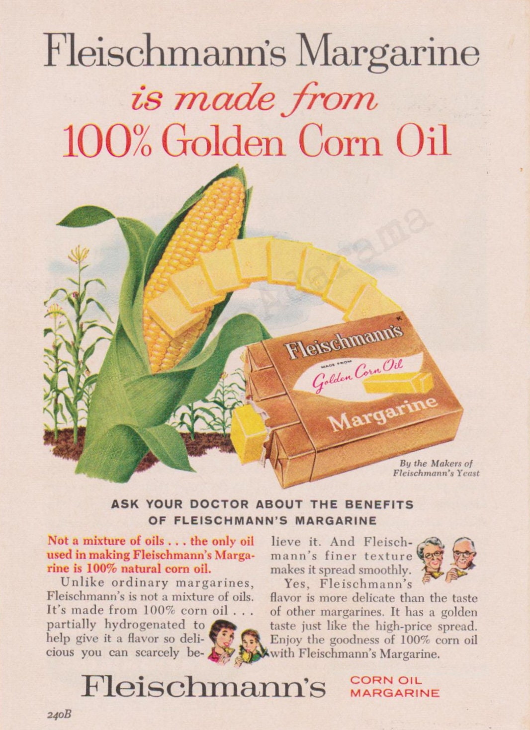 Fleischmann's Margarine Original 1961 Vintage Color Print Advertisement ...