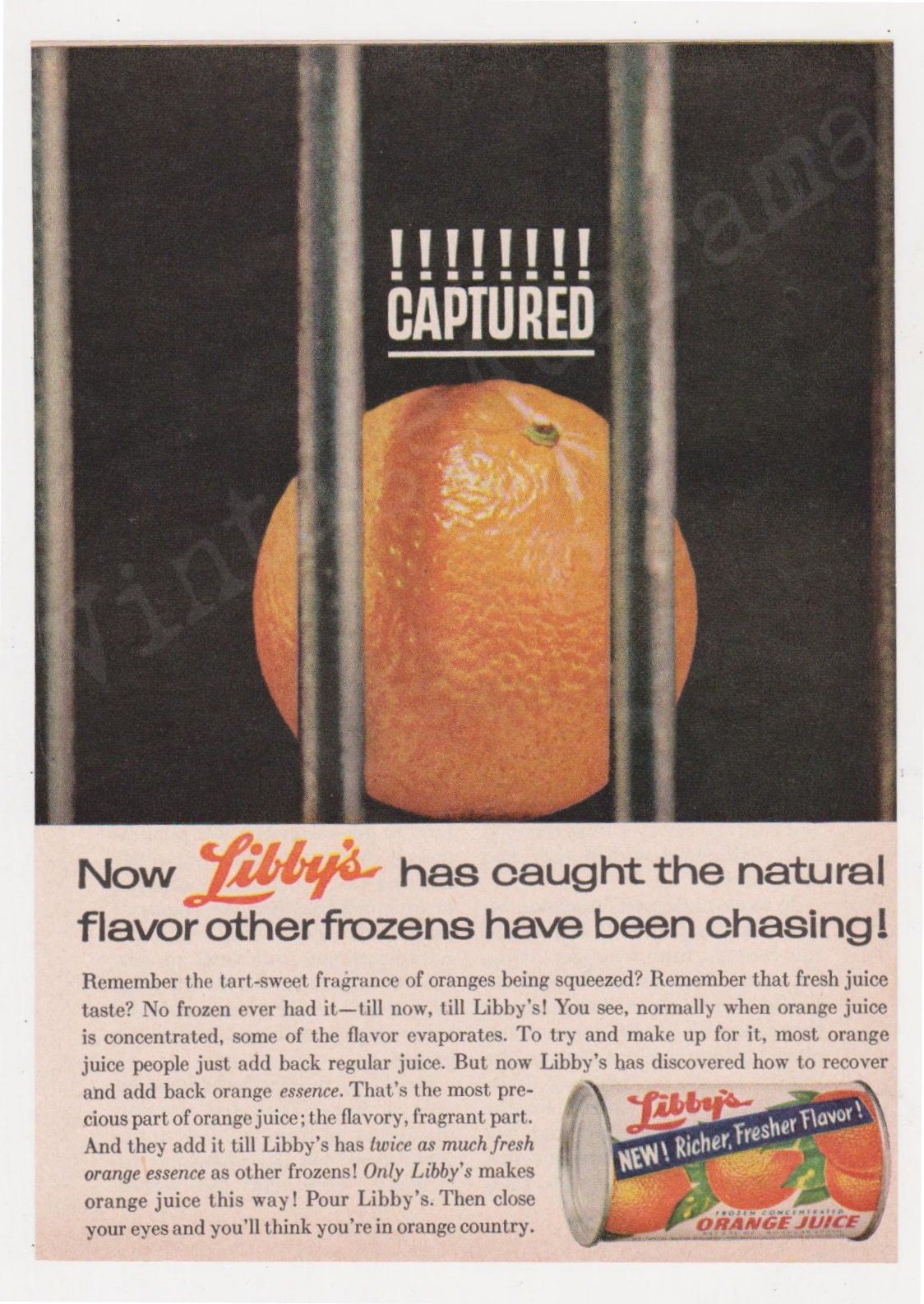 LIBBY'S ORANGE JUICE Original 1962 Vintage Color Print | Etsy