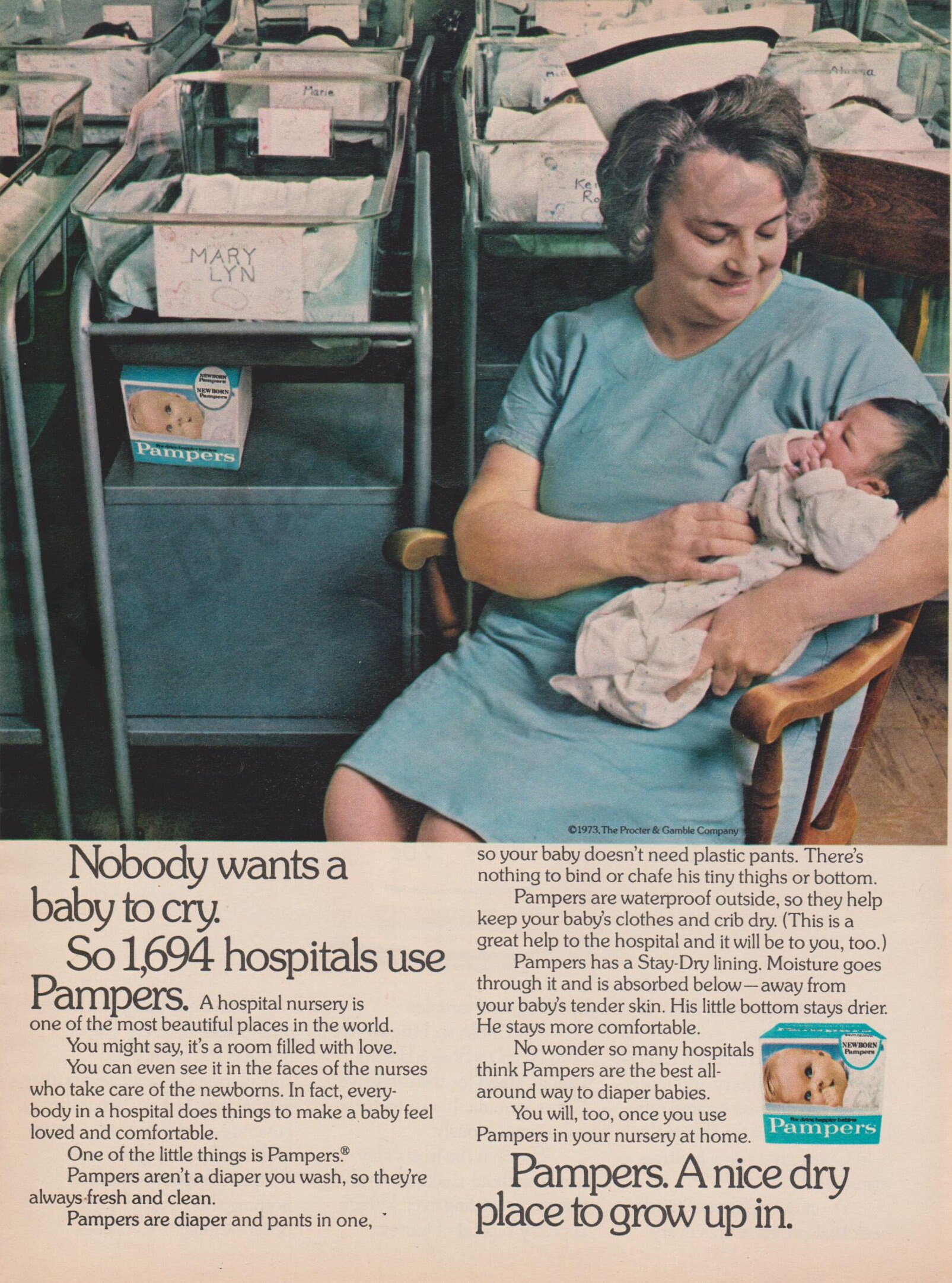 PAMPERS DISPOSABLE DIAPERS Original 1973 Vintage Color Print ...