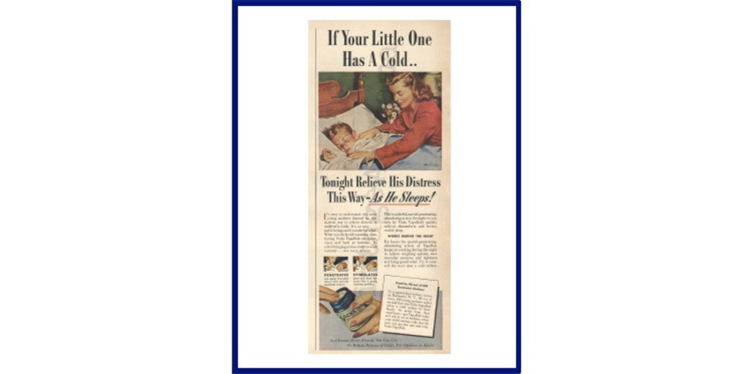 VICKS Vaporub Original 1947 Vintage Color Print Advertisement - Etsy