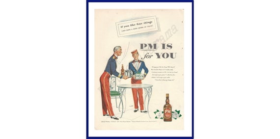 PM WHISKEY Original 1954 Vintage Extra Large Print | Etsy