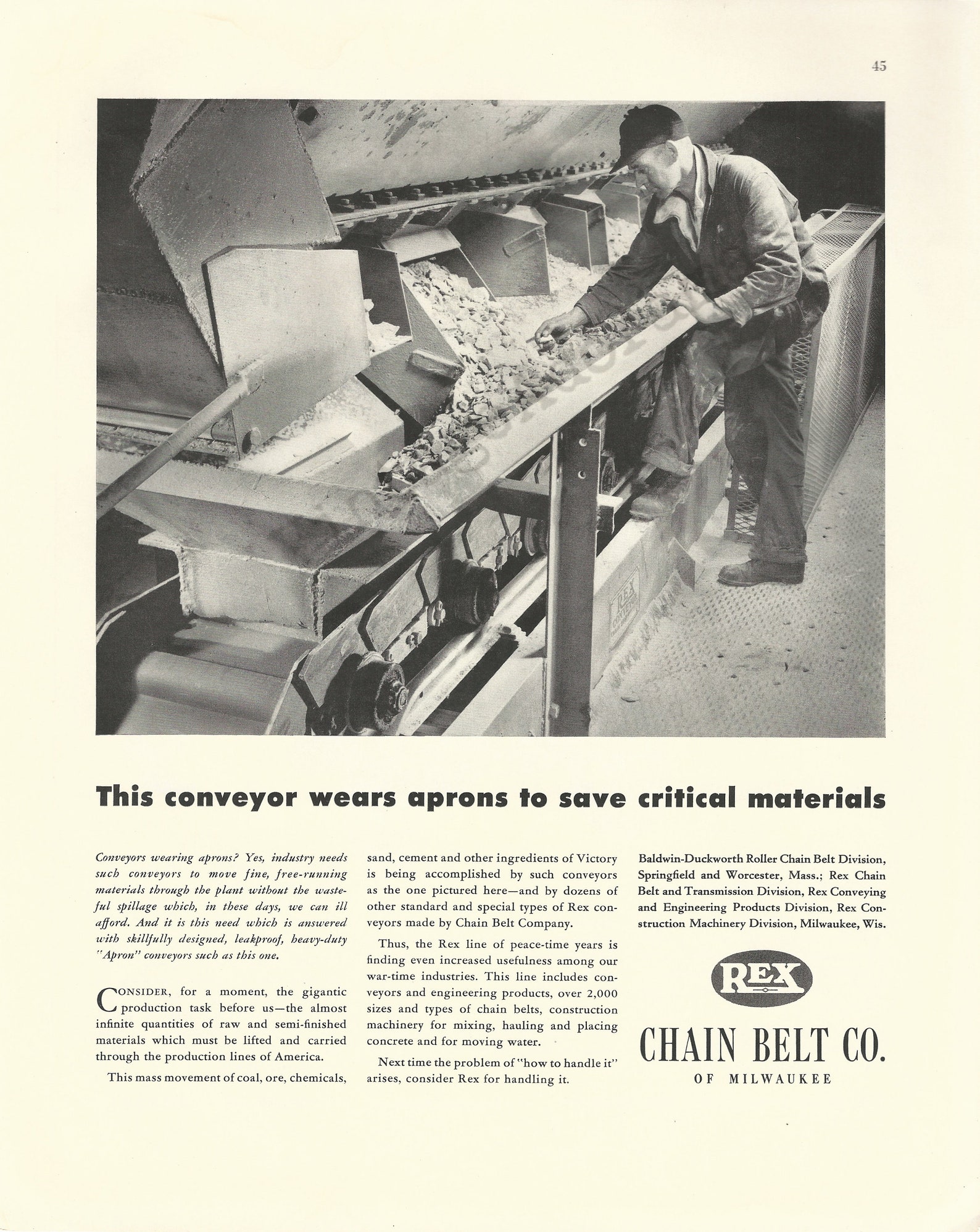 REX CHAIN BELT Company Original 1942 Vintage Extra Large Print ...