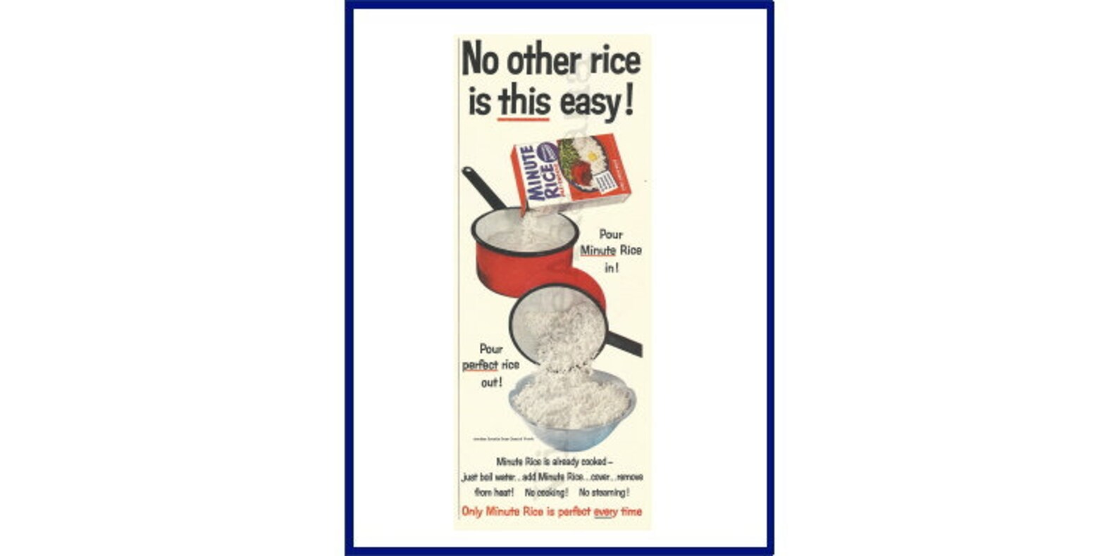 MINUTE RICE Original 1957 Vintage Color Print Advertisement - Minute ...