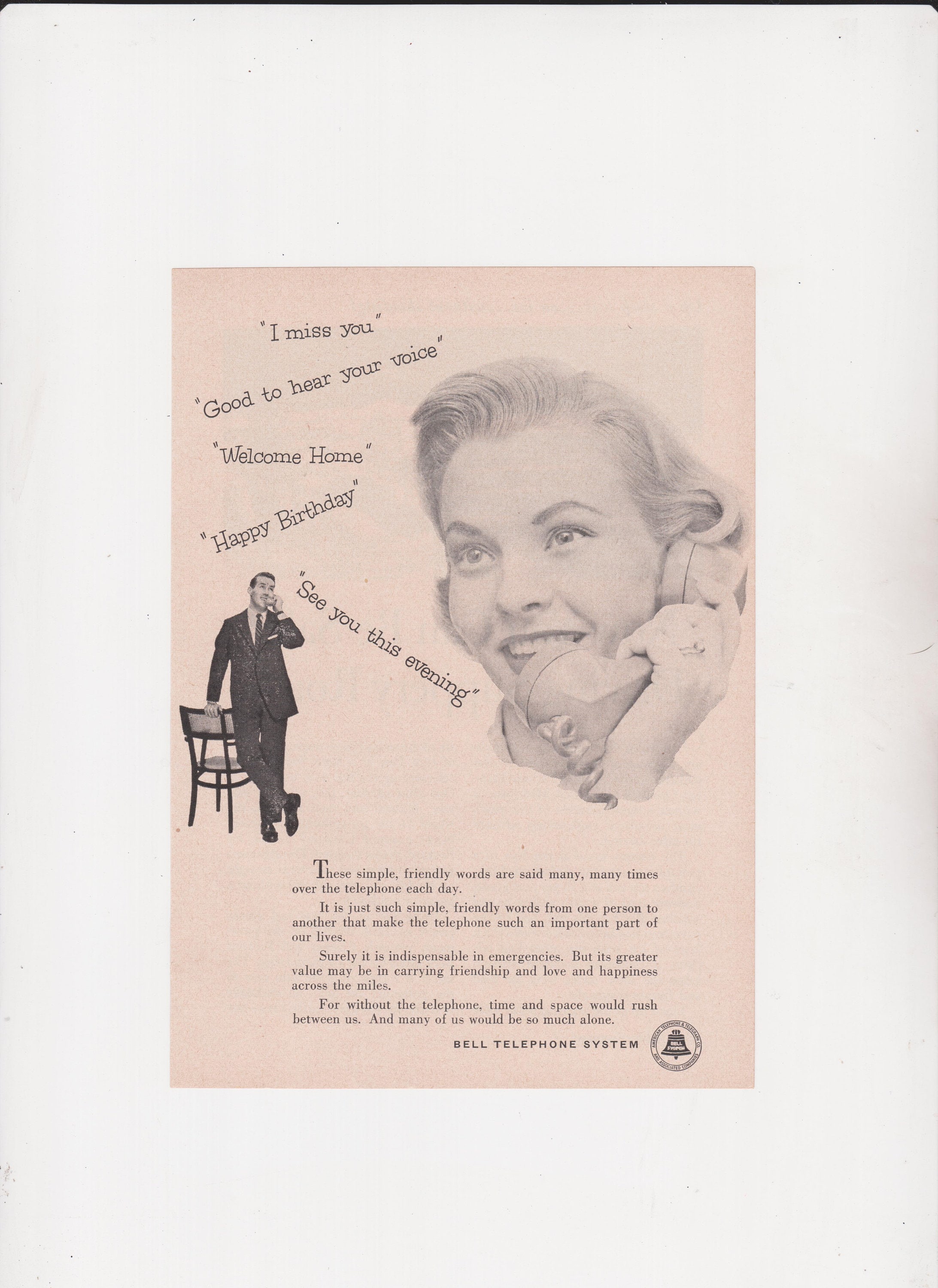 BELL TELEPHONE SYSTEM Original 1956 Vintage Black & White Print ...