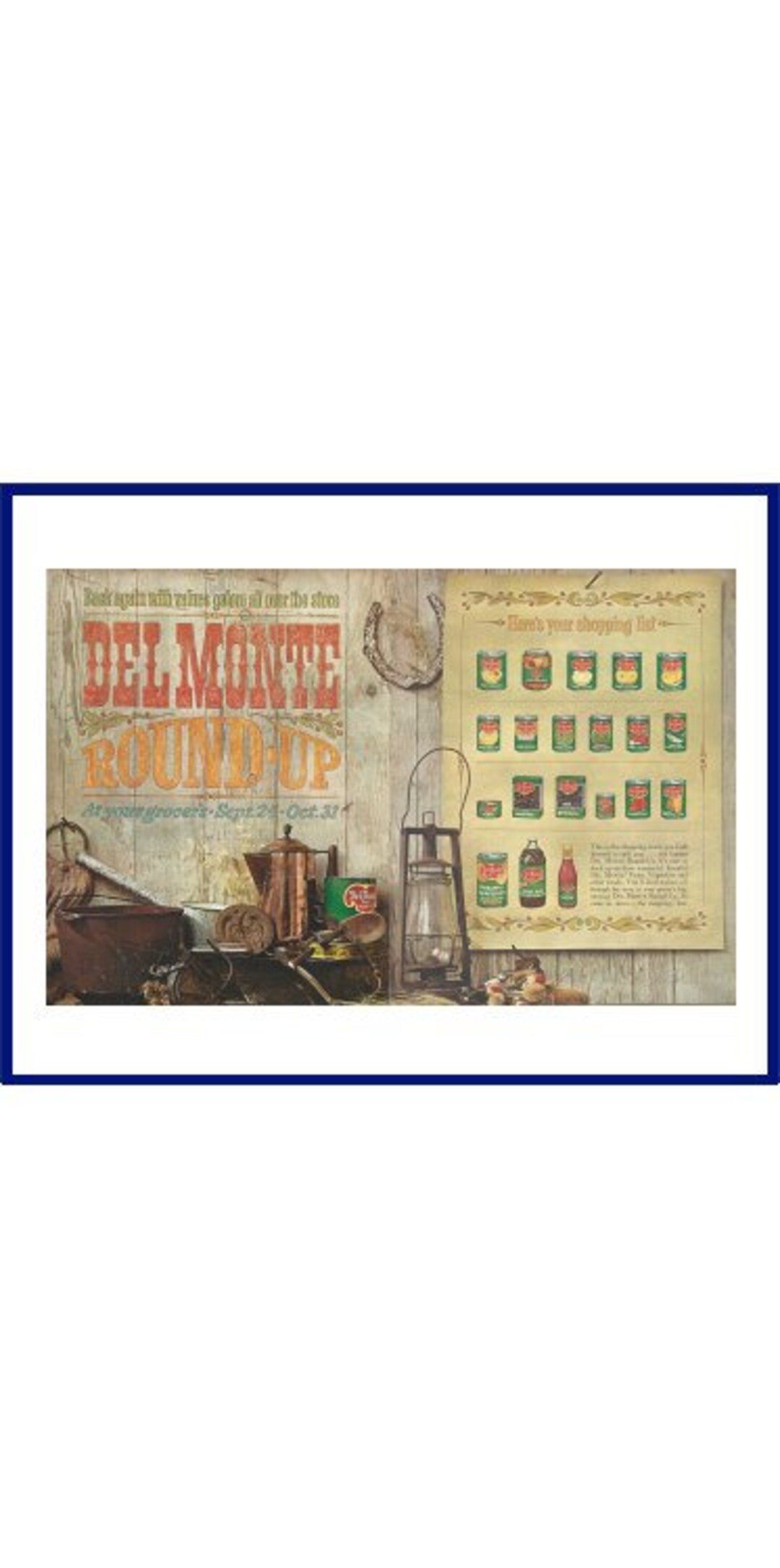 DEL MONTE Round-up Original 1964 Vintage Extra Large Color Print ...