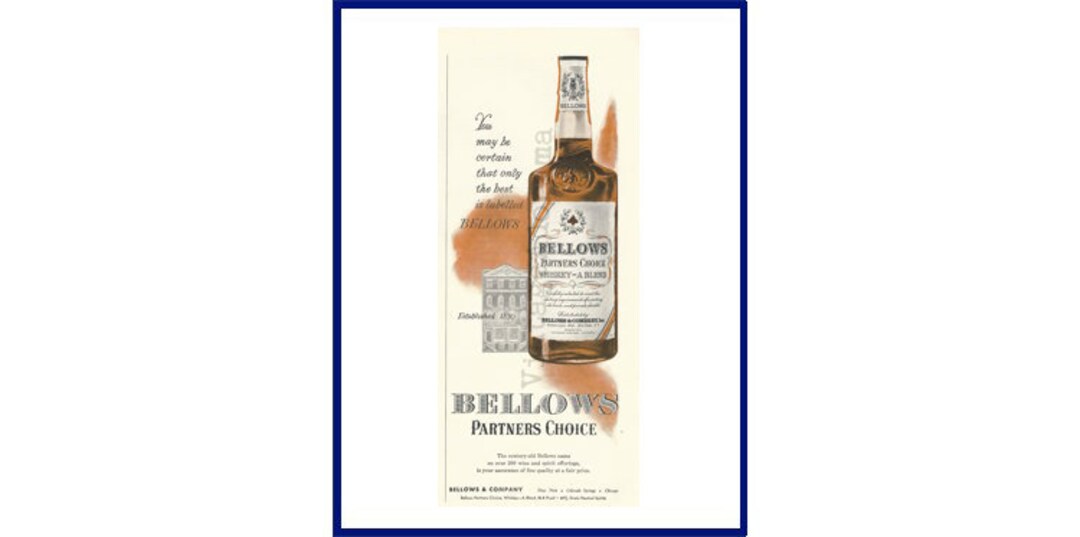 BELLOWS PARTNERS CHOICE Whiskey Original 1950 Vintage Color Print ...