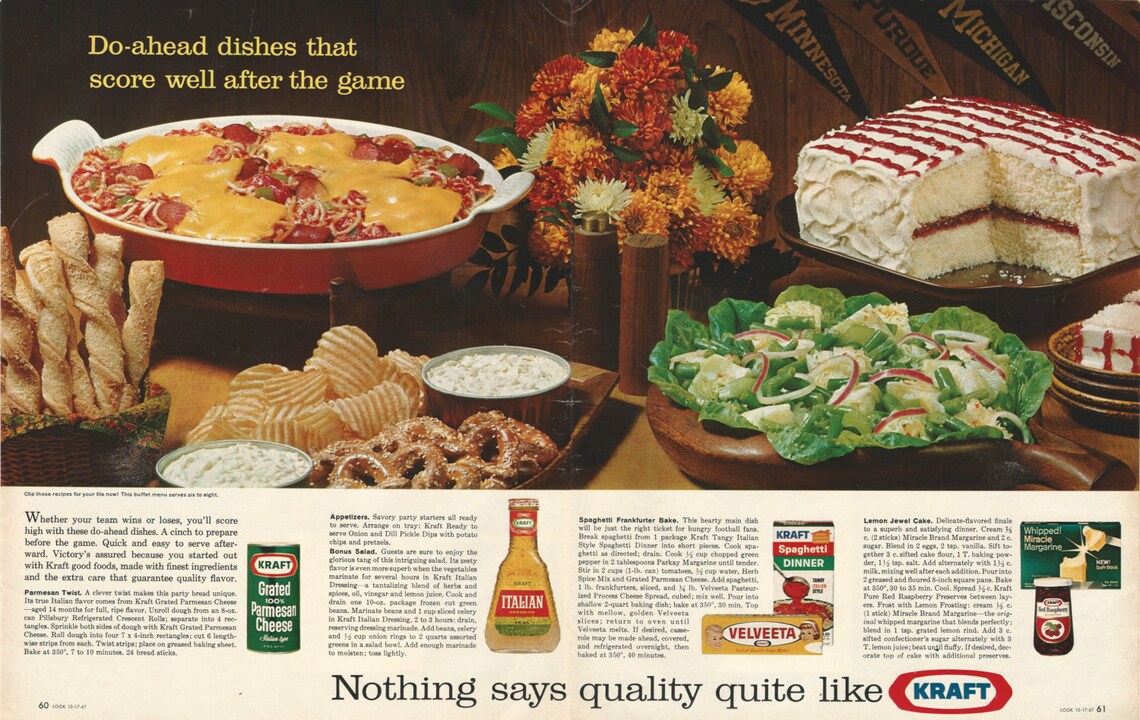 KRAFT BUFFET FOODS Original 1967 Vintage Extra Large Advertisement "do ...