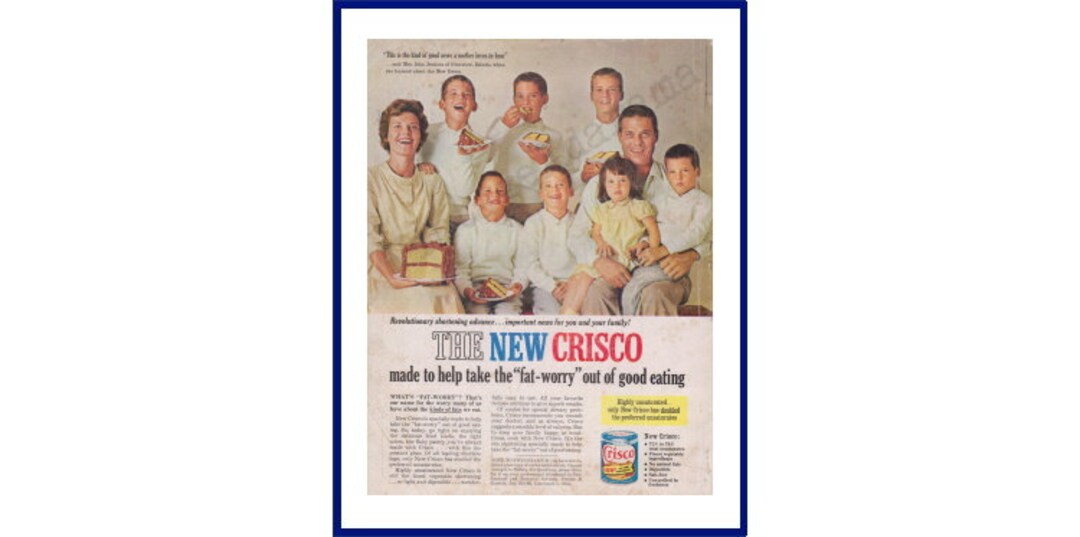 CRISCO VEGETABLE SHORTENING Original 1961 Vintage Color Print ...