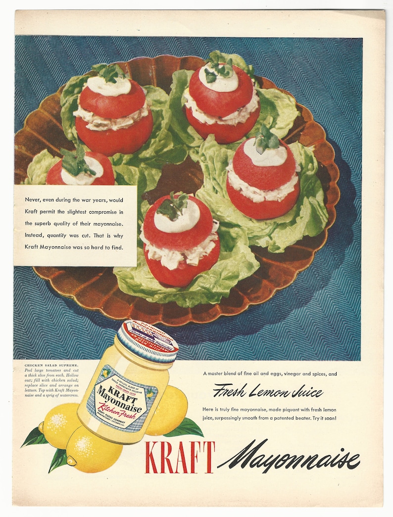 KRAFT MAYONNAISE Original 1947 Vintage Extra Large Print - Etsy