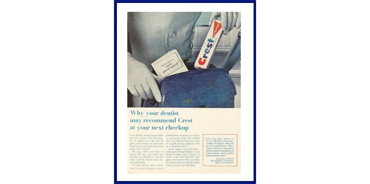 CREST TOOTHPASTE Original 1964 Vintage Color Print Ad Woman - Etsy
