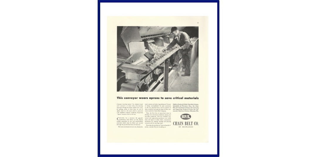 REX CHAIN BELT Company Original 1942 Vintage Extra Large Print ...