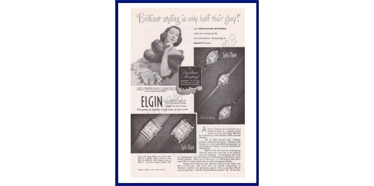 LADY and LORD ELGIN Watches Original 1948 Vintage Print Advertisement ...