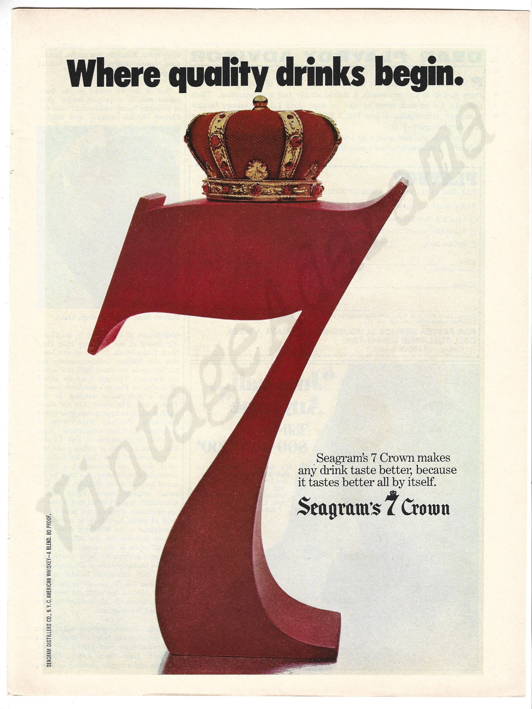 SEAGRAM'S SEVEN CROWN Whiskey Original 1977 Vintage Color Print ...