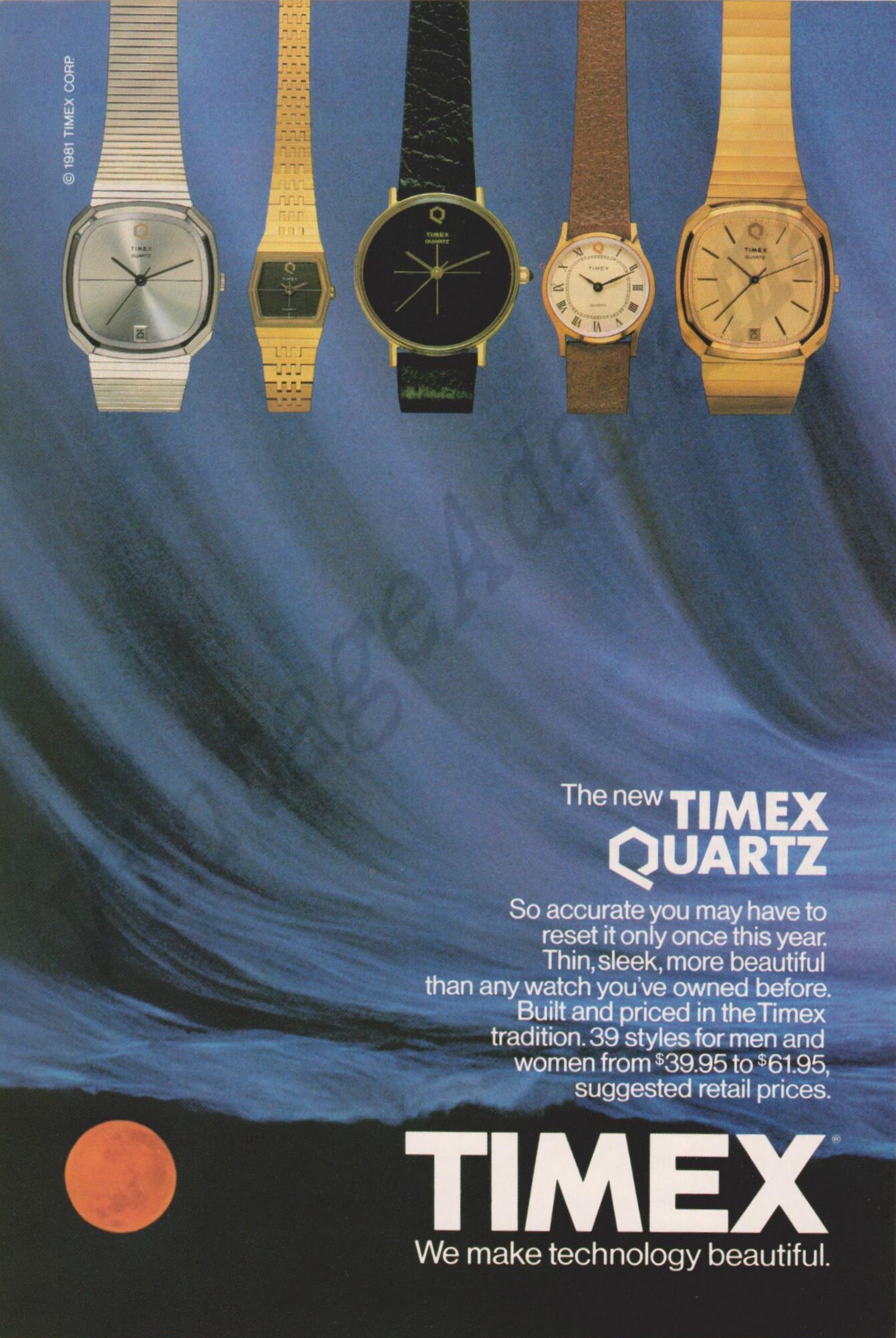 TIMEX QUARTZ WATCHES Original 1981 Vintage Color Print Advertisement we ...