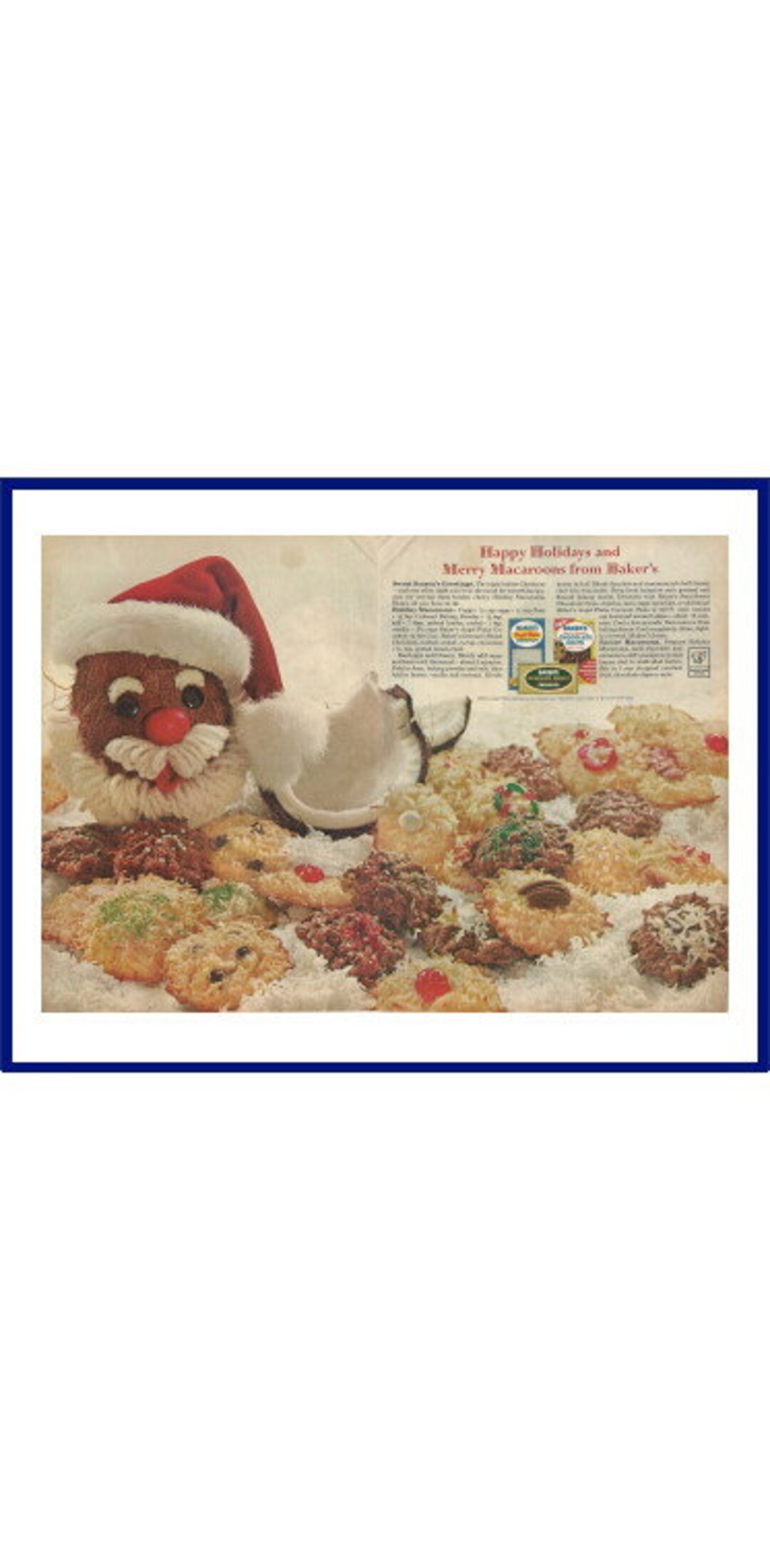 BAKER'S CHOCOLATE & COCONUT Original 1973 Vintage Color Print ...