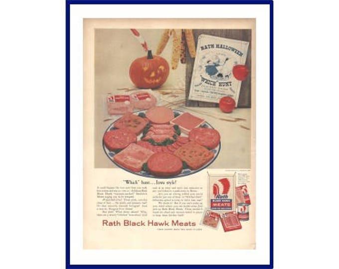 RATH BLACK HAWK Meats Original 1954 Vintage Extra Large Color Print ...