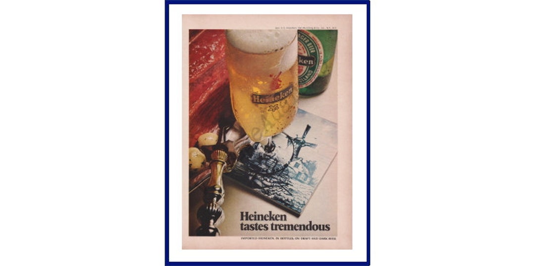 HEINEKEN LAGER BEER Original 1971 Vintage Color Print Advertisement ...