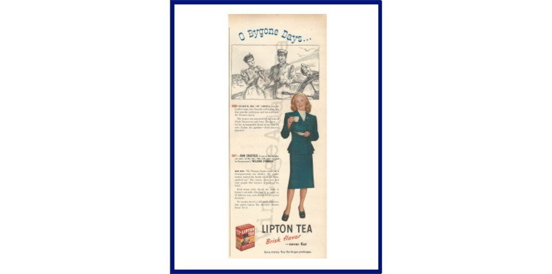 LIPTON TEA Original 1947 Vintage Color Print Advertisement - Joan ...